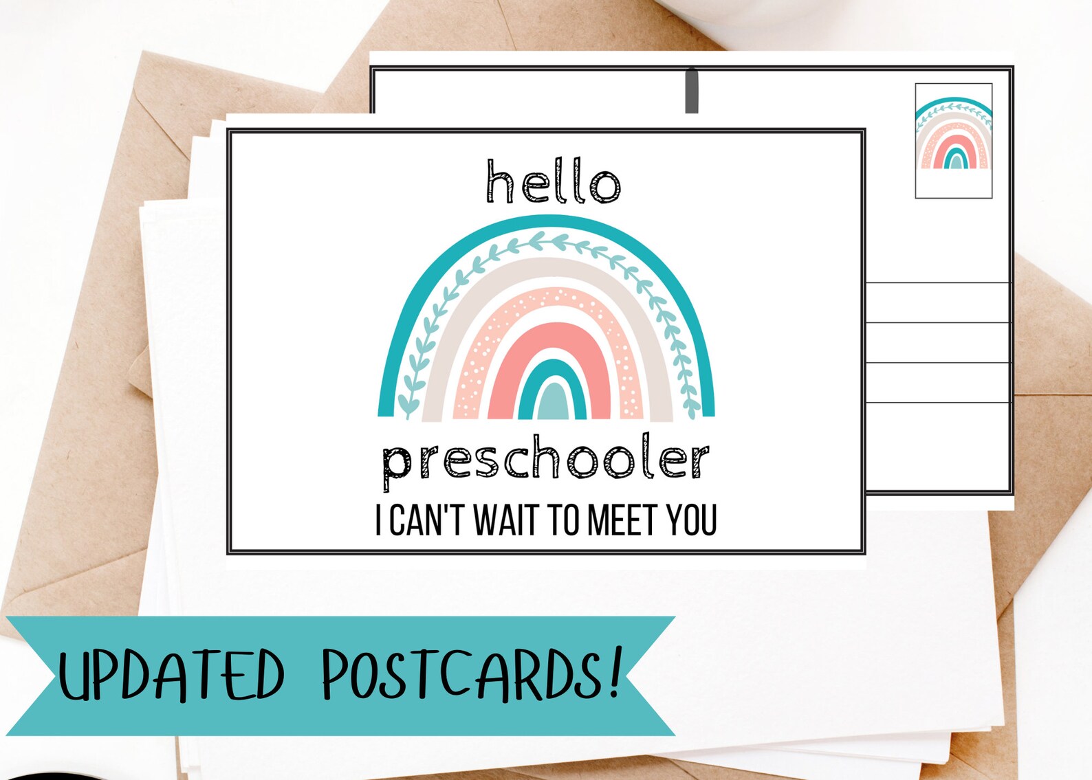 Back to School Rainbow Preschool Postcard - Etsy