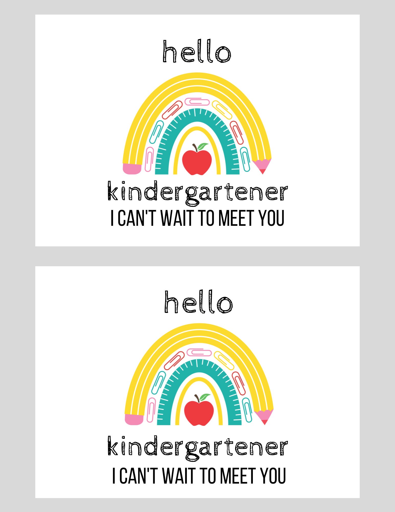 Back to School Pencil Rainbow Kindergarten Postcard - Etsy