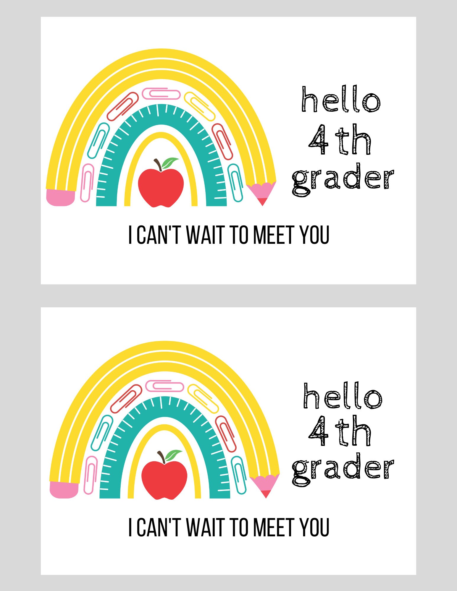 Back to School Pencil Rainbow 4th Postcard - Etsy