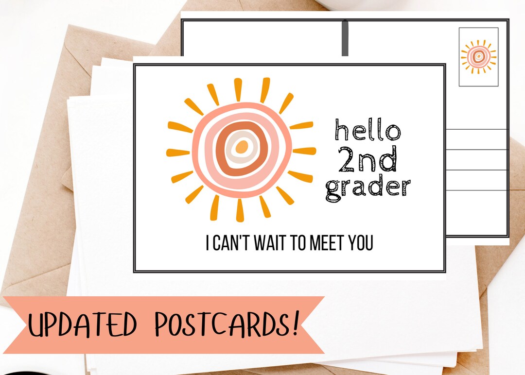 Boho Sunshine Back to School Printable Postcard - 2nd Grade - Etsy