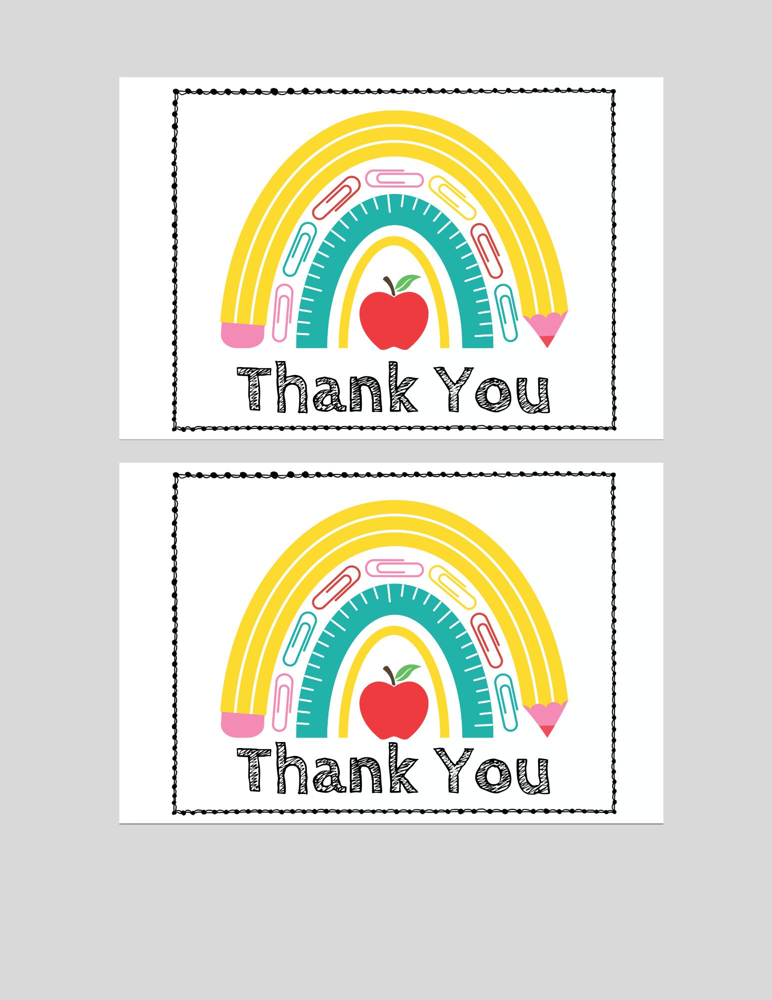 Printable Pencil Rainbow Thank You Card for Teacher, Parent, Family - Etsy