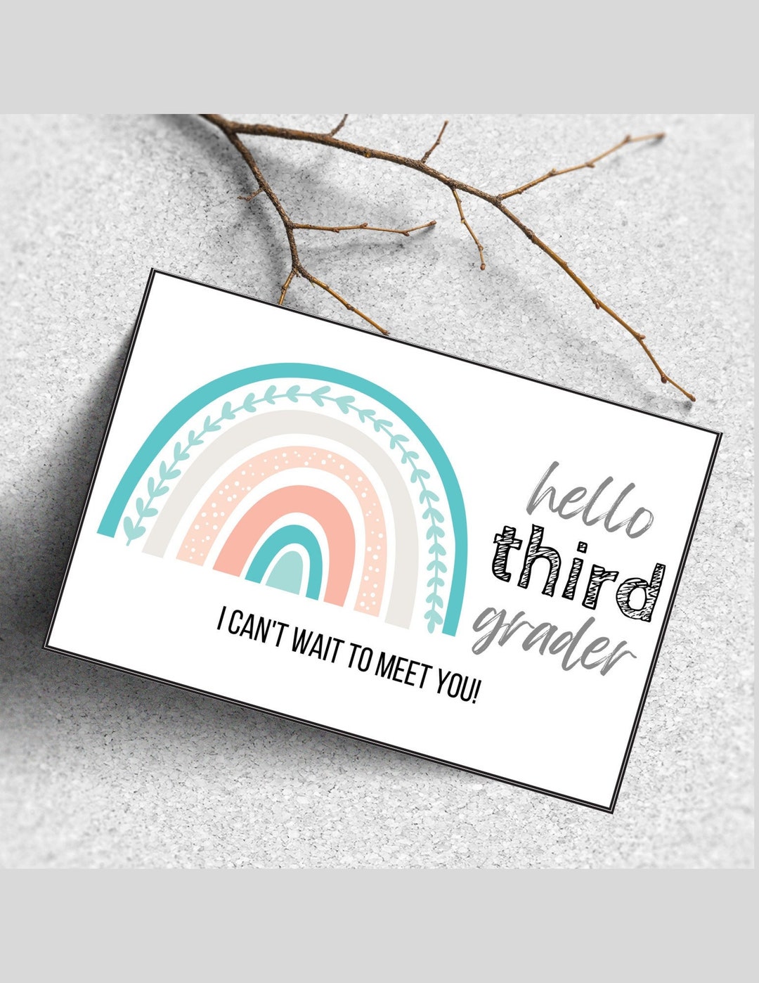 Welcome Back to School Printable Rainbow 3 Postcard 3rd Grade - Etsy