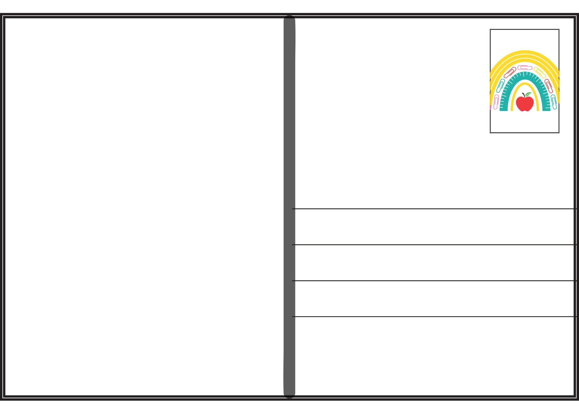 Back to School Pencil Rainbow Kindergarten Postcard - Etsy