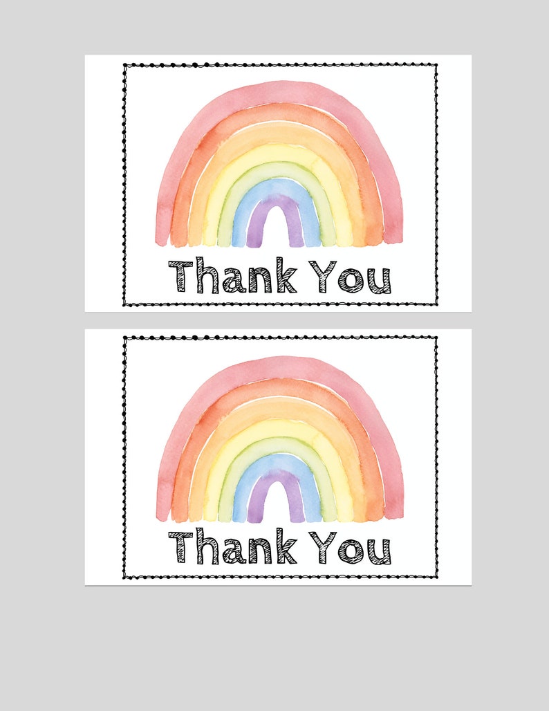 Printable Rainbow Thank You Card for Teacher, Parent, Family - Etsy