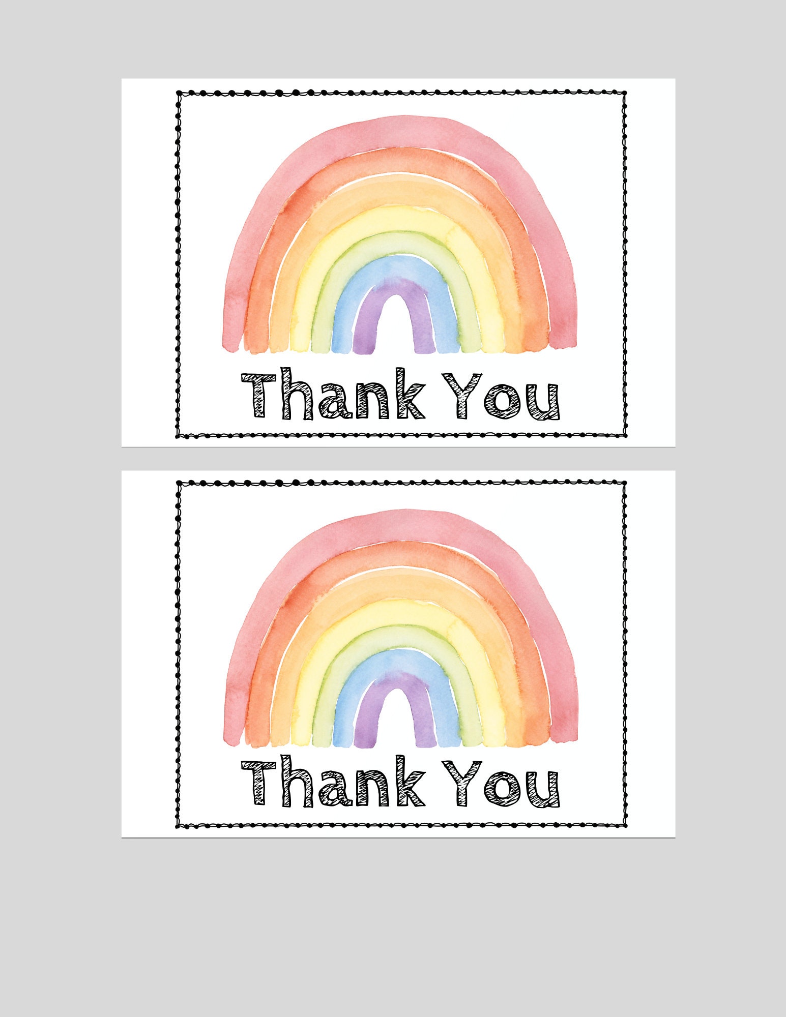 Printable Rainbow Thank You Card for Teacher, Parent, Family - Etsy