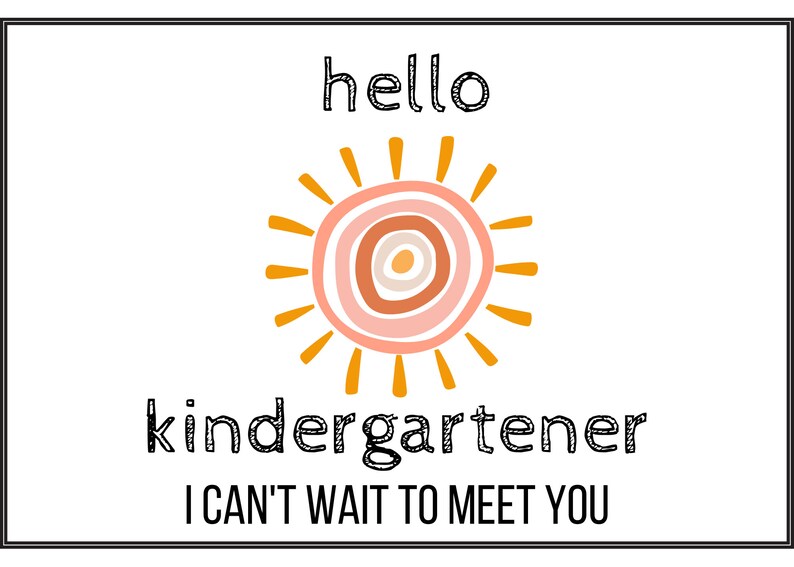 Boho Sunshine Back to School Printable Postcard - Kindergarten - Etsy