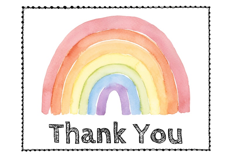 Printable Rainbow Thank You Card for Teacher, Parent, Family - Etsy