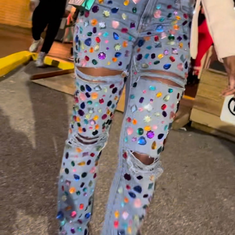 Jeans With Gems - Etsy