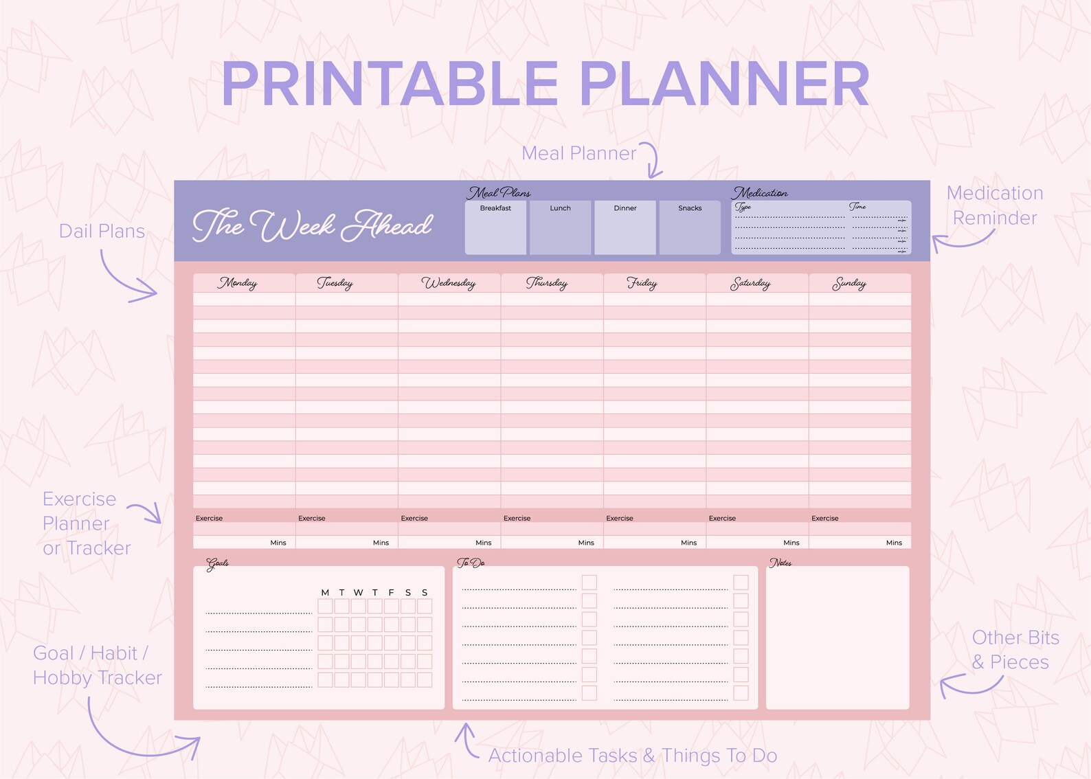 Printable & Fillable Weekly Planner | Instant Download - Etsy