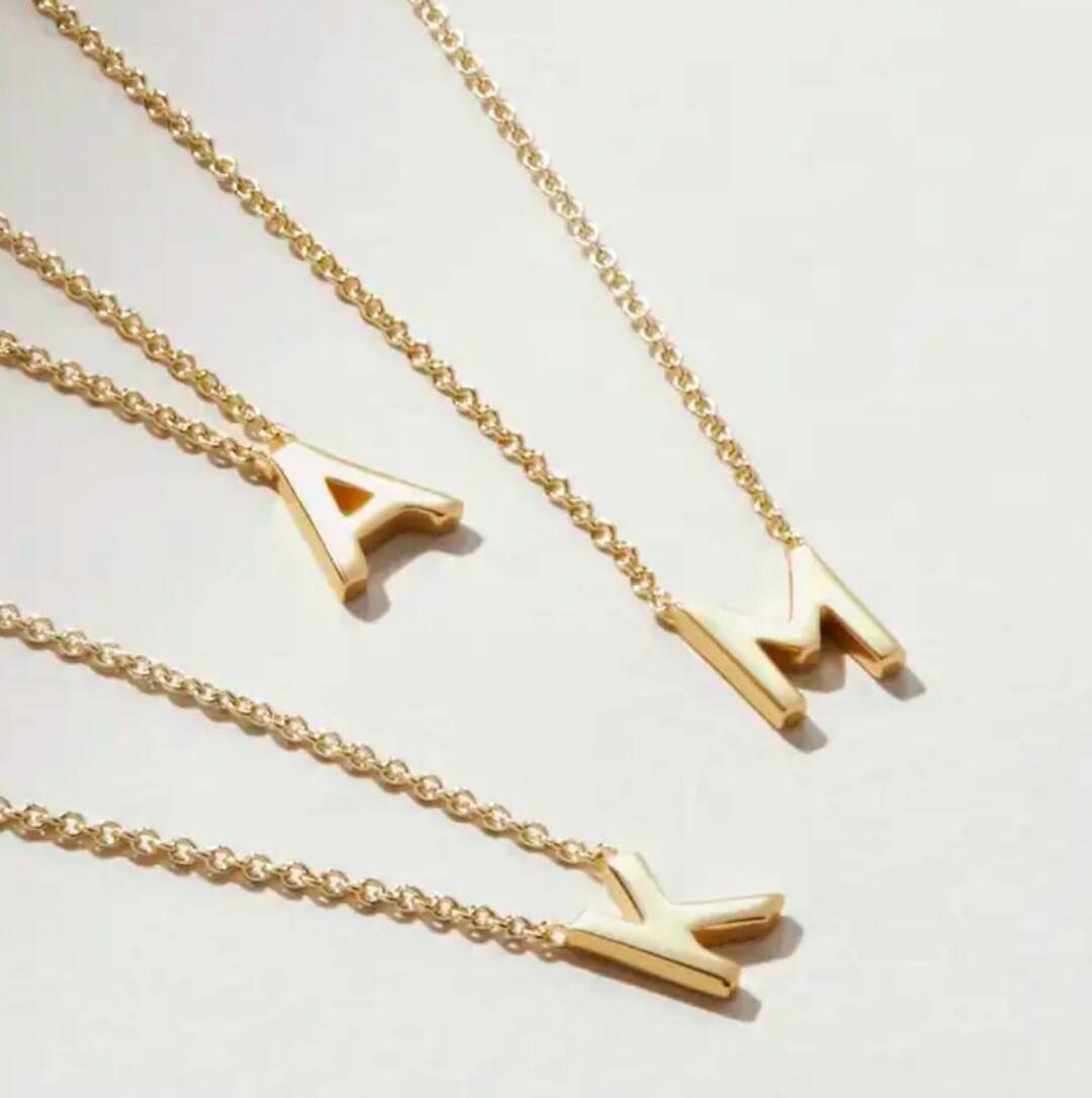 Dainty Initial Pendant Necklace Dainty Gold Initial Necklace-925 ...