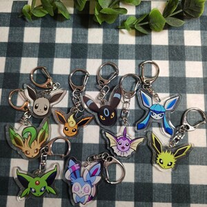 Eeveelution Keychains Pokemon Mini Charms Vaporeon, Espeon, Sylveon - Etsy