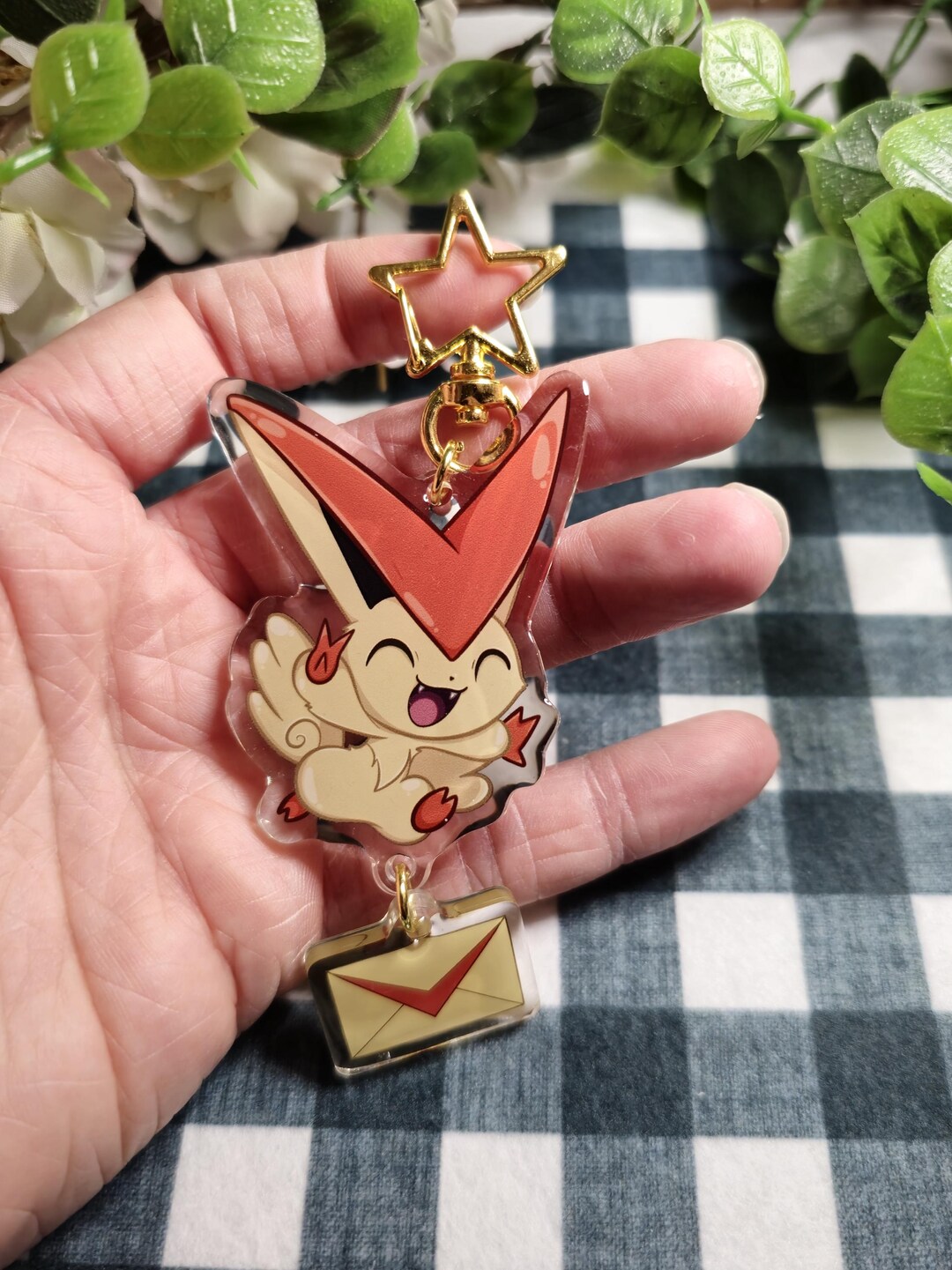 Legendary Victini Epoxy Keychain | Monster Dangle Charms | Victory ...