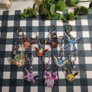 Eeveelution Keychains Pokemon Mini Charms Vaporeon, Espeon, Sylveon - Etsy