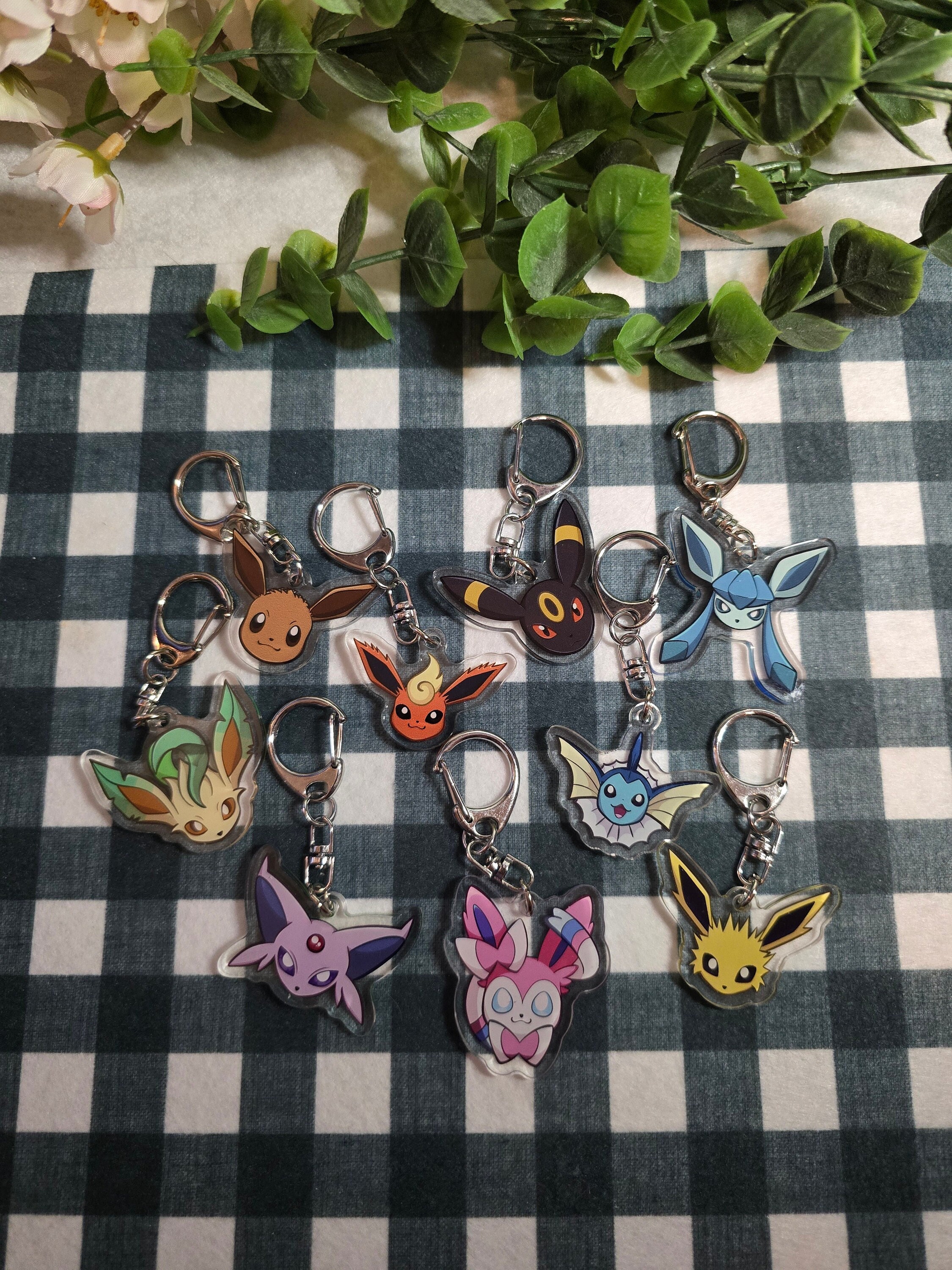 Eeveelution Keychains Pokemon Mini Charms Vaporeon, Espeon, Sylveon - Etsy