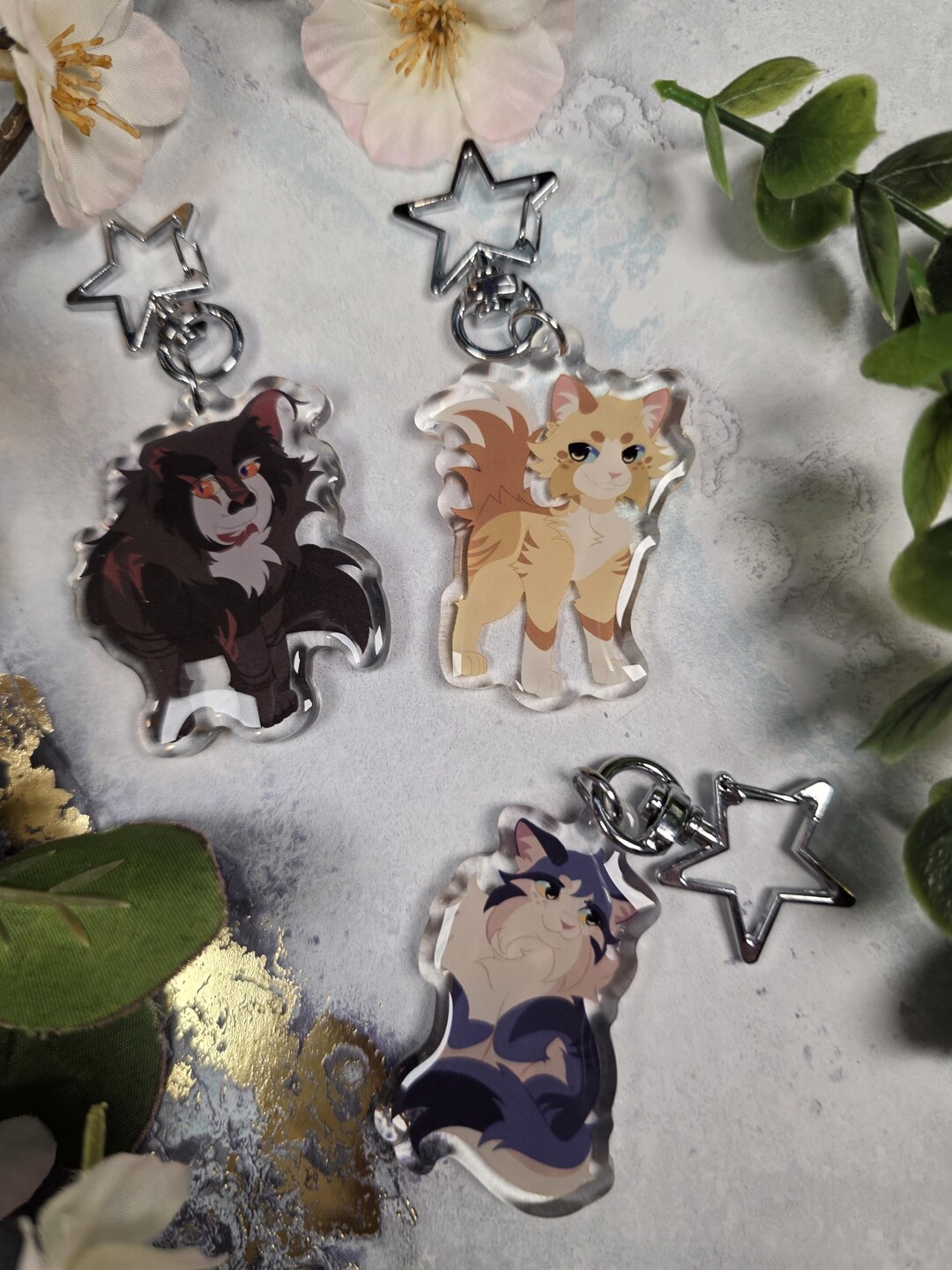 Warrior Cats Epoxy Keychain: Bristlefrost, Rootspring, Shadowsight - Etsy