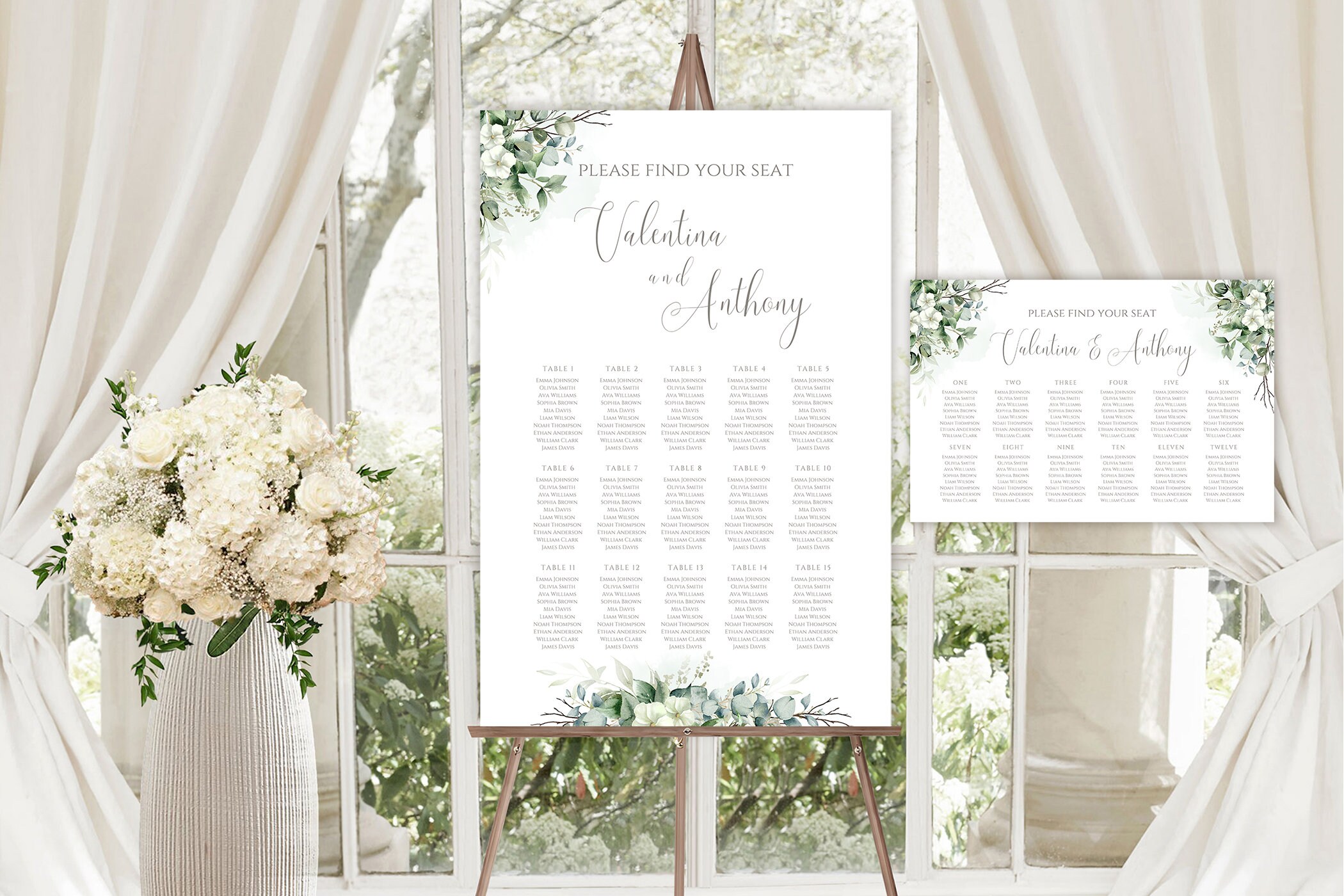 EUCALYPTUS Wedding Seating Charts Bride and Groom - Etsy
