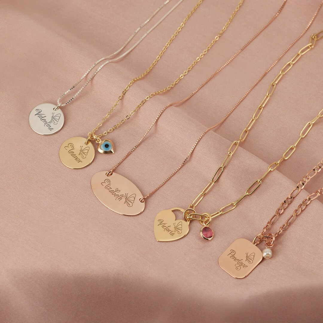 Custom Engraved Name With Butterfly Necklace for Girls, Kids Jewelry ...