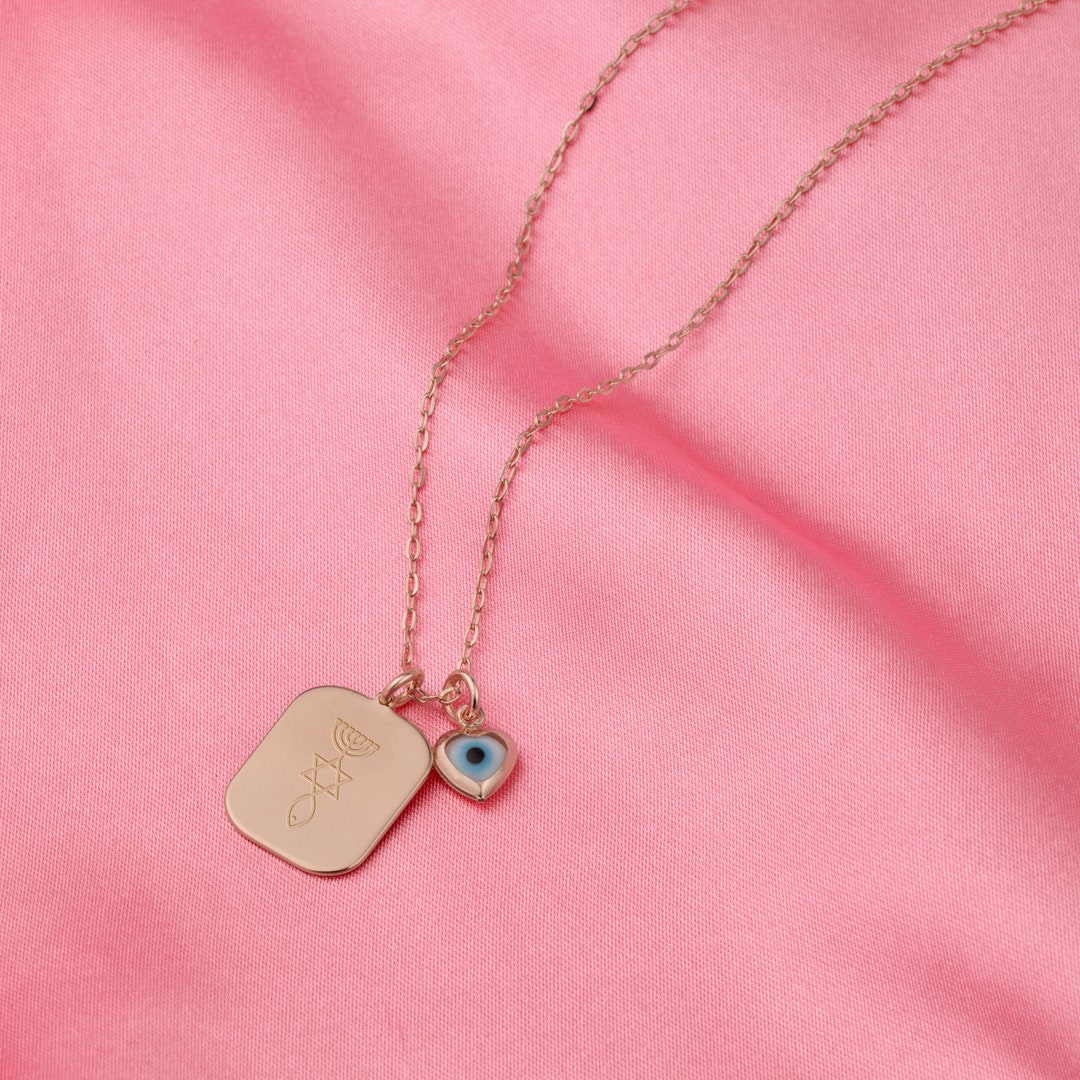 Engraved Messianic Menorah Necklace, David Star Menorah Fish Pendant ...