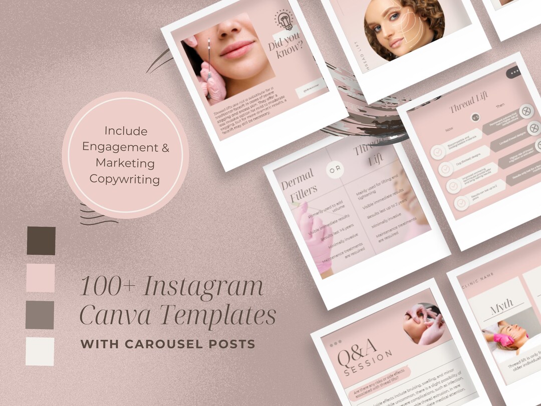 THREAD LIFT Beige & Pink Instagram Feed + Story Education + Marketing ...