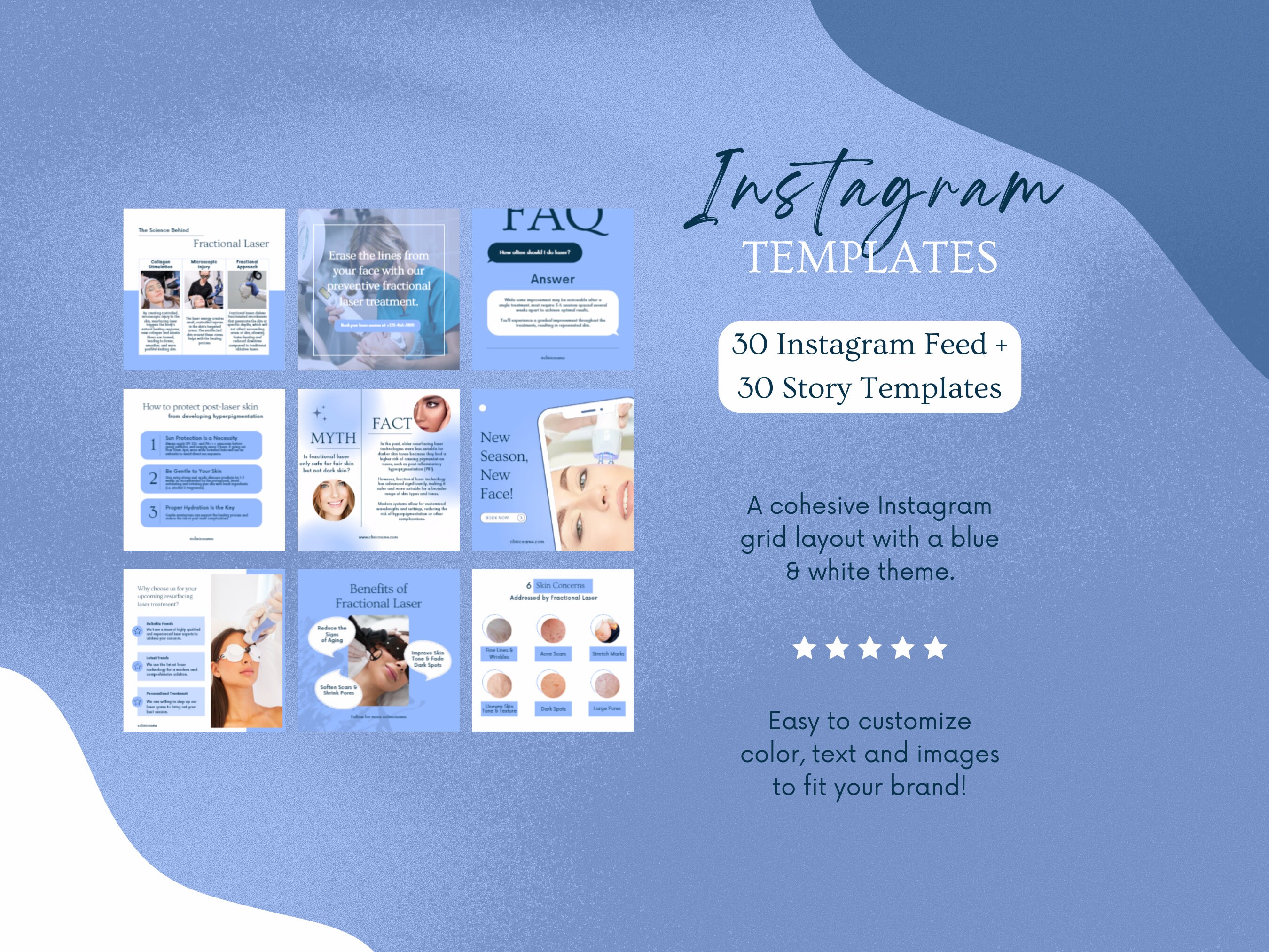 FRAC/RESURFACING LASER Blue & White Instagram Feed+story Education ...