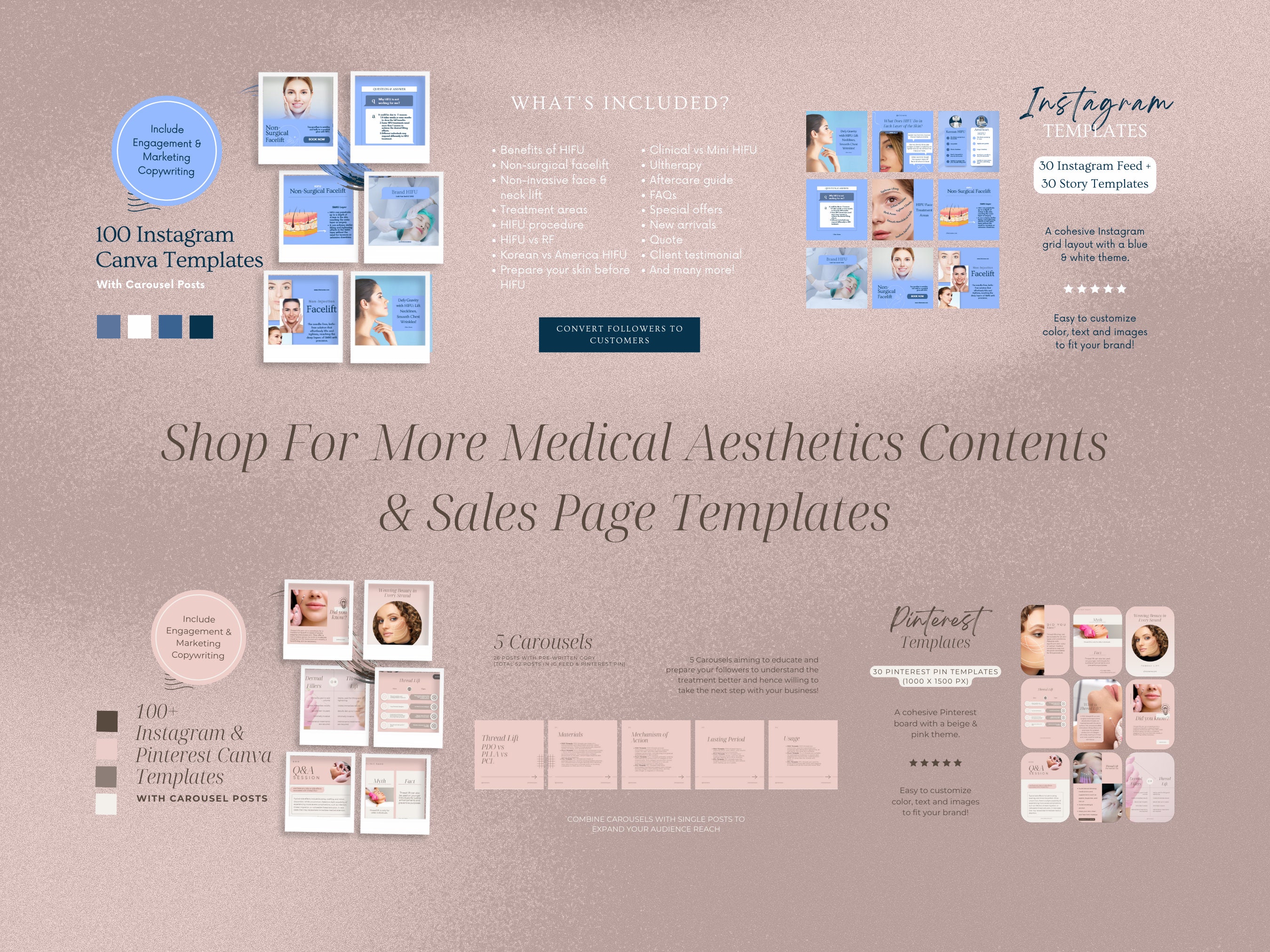 FRAC/RESURFACING LASER Beige & Pink Instagram Feed+pinterest Pin ...