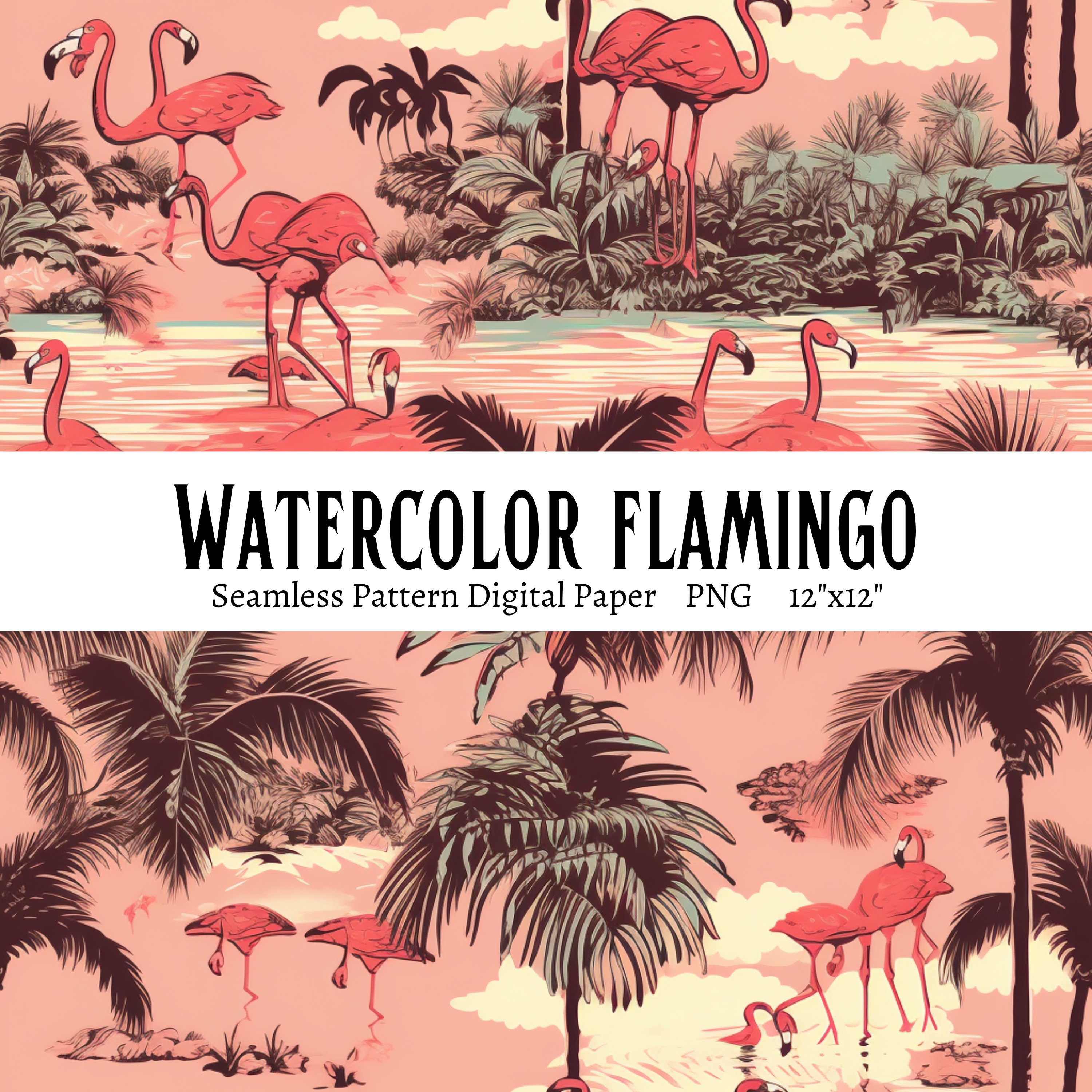 Flamingo Seamless Digital Paper - Flamingo Pink Background - Flamingo ...