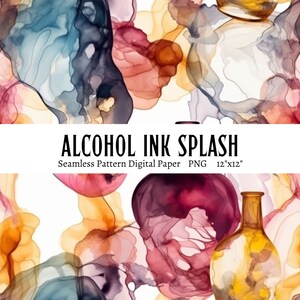 Alcohol Ink Splash Digital Paper, Ink Splash Patterns Bundle, Colour ...