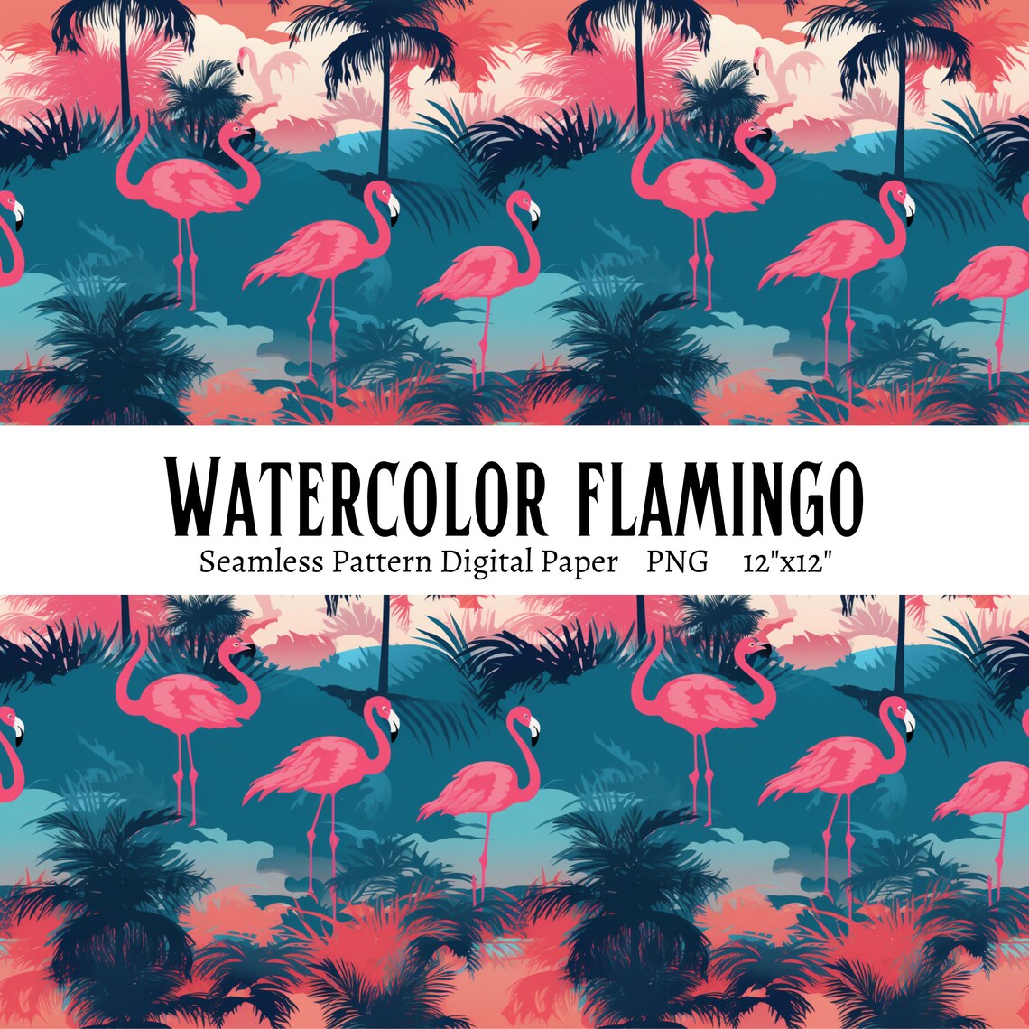 Flamingo Seamless Digital Paper Flamingo Pink Background Flamingo ...