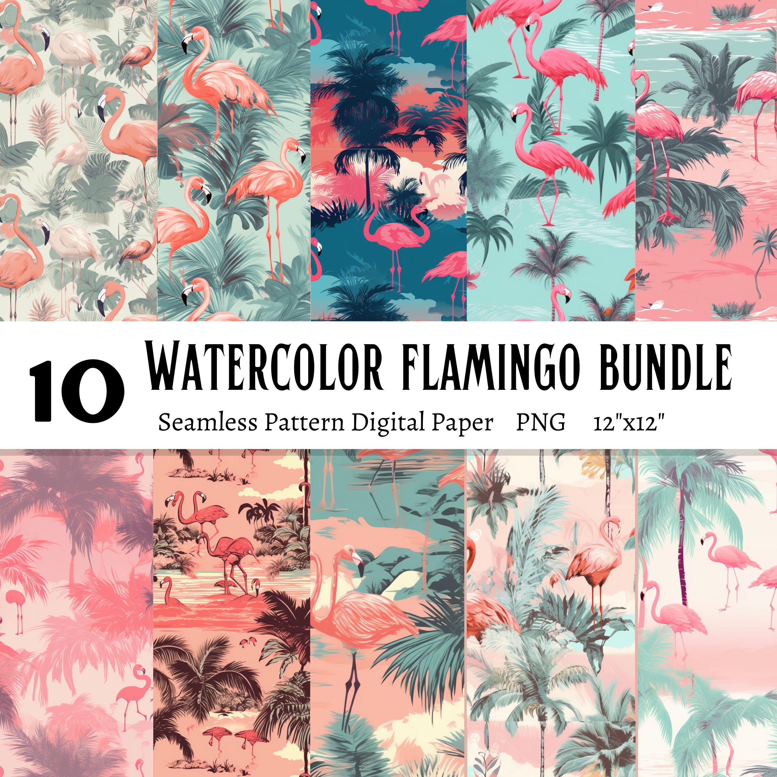 Flamingo Seamless Digital Paper - Flamingo Pink Background - Flamingo ...