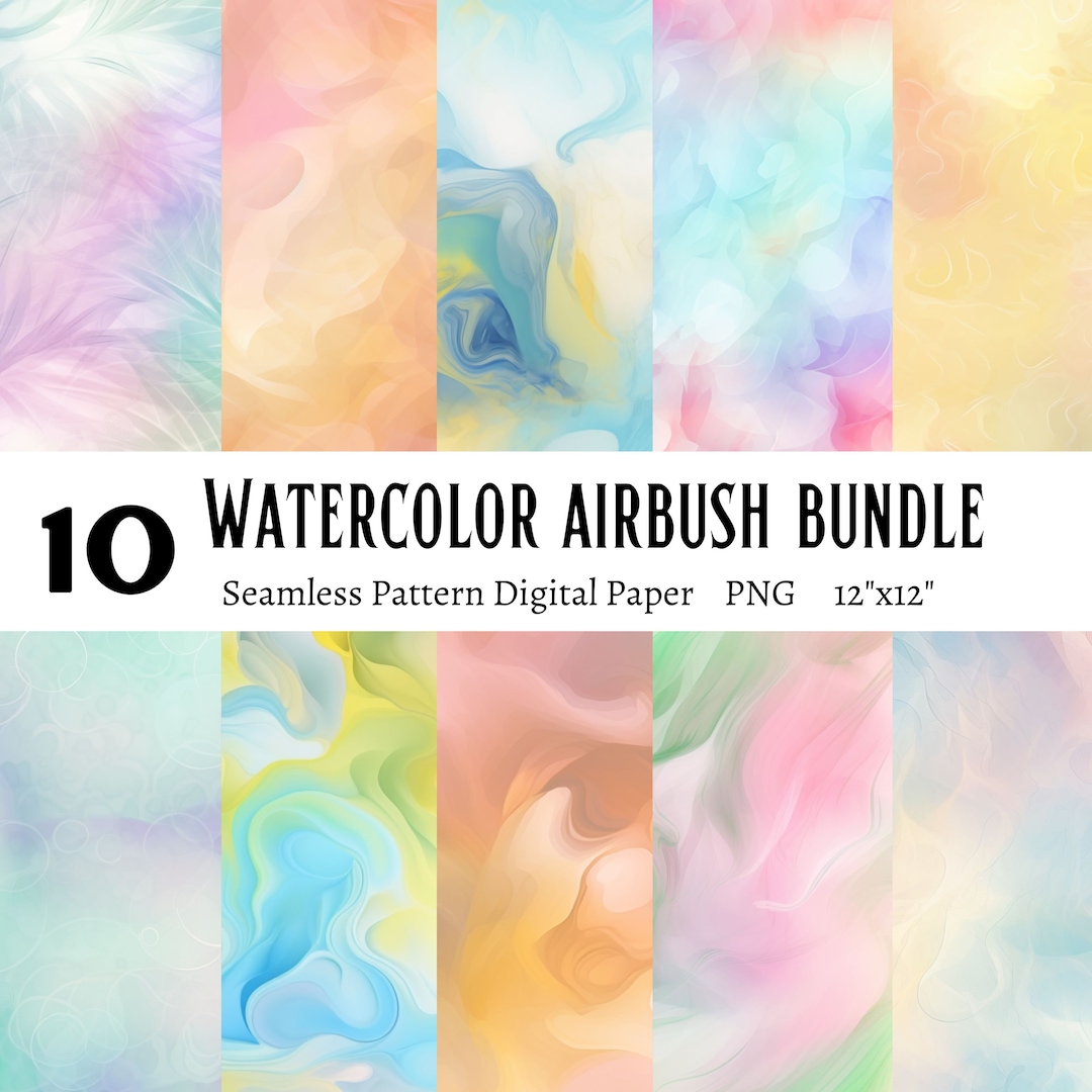 Watercolor Airbursh Digital Paper, Color Splash Patterns Bundle ...