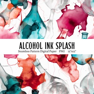 Alcohol Ink Splash Digital Paper, Ink Splash Patterns Bundle, Colour ...