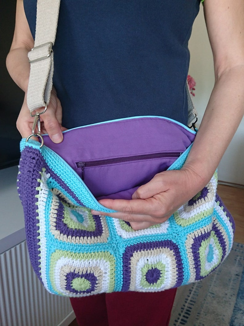 Colorful Granny Square Crochet Clasp Clutch and Crossbody Bag, 2 in 1 ...