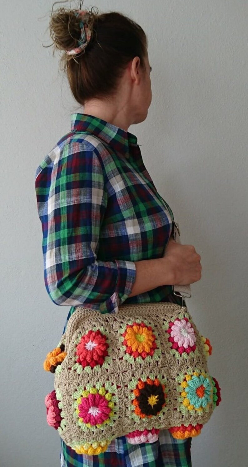 Colorful Granny Square Crochet Clasp Clutch and Crossbody Bag, 2 in 1 ...