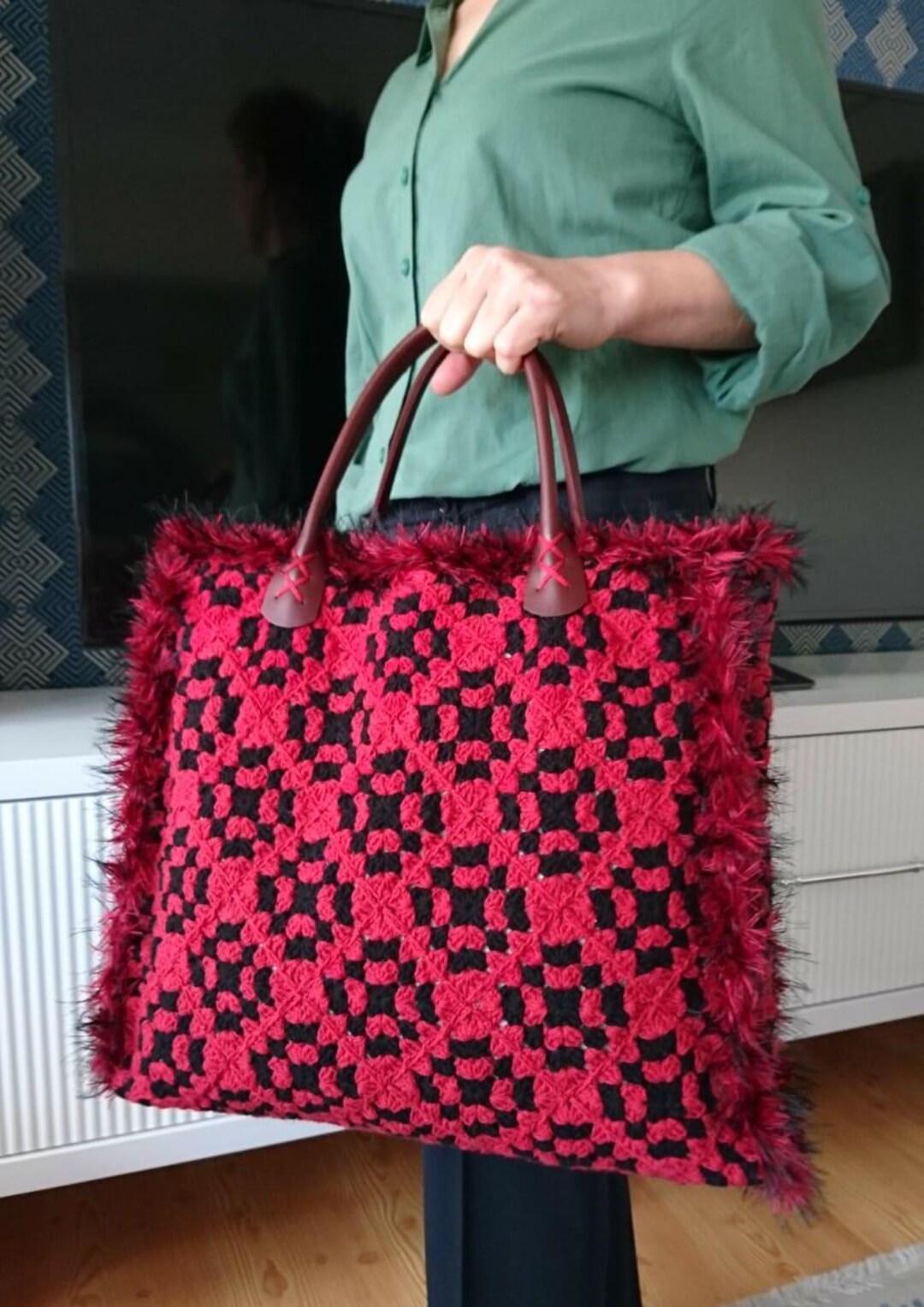 Crochet Tote Bag, Large Knit Bag, Weekend Bag, Colorful, Vintage Bag ...