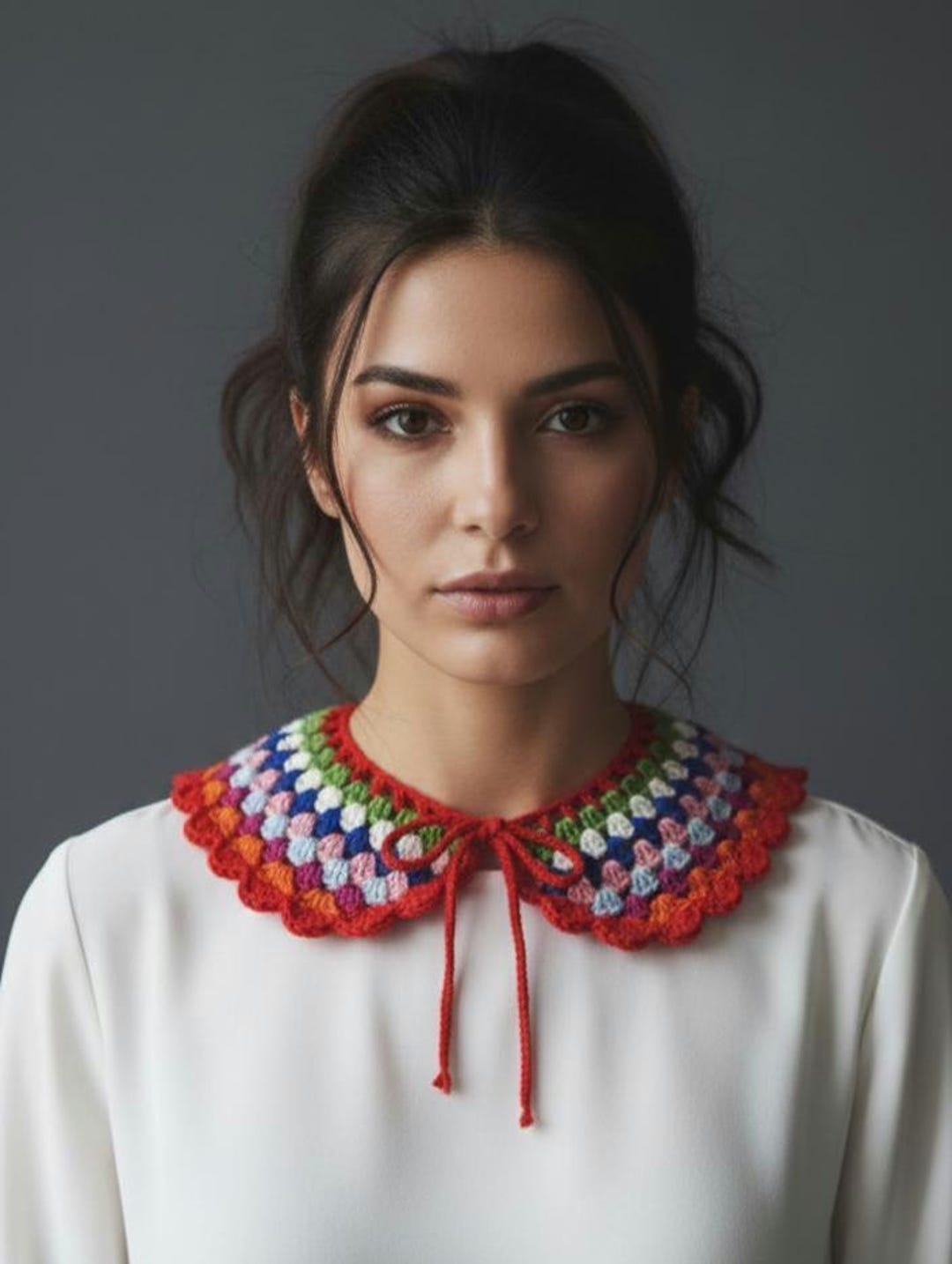 Colorful Granny Square Crochet Collar | Handmade Boho Accessory - Etsy