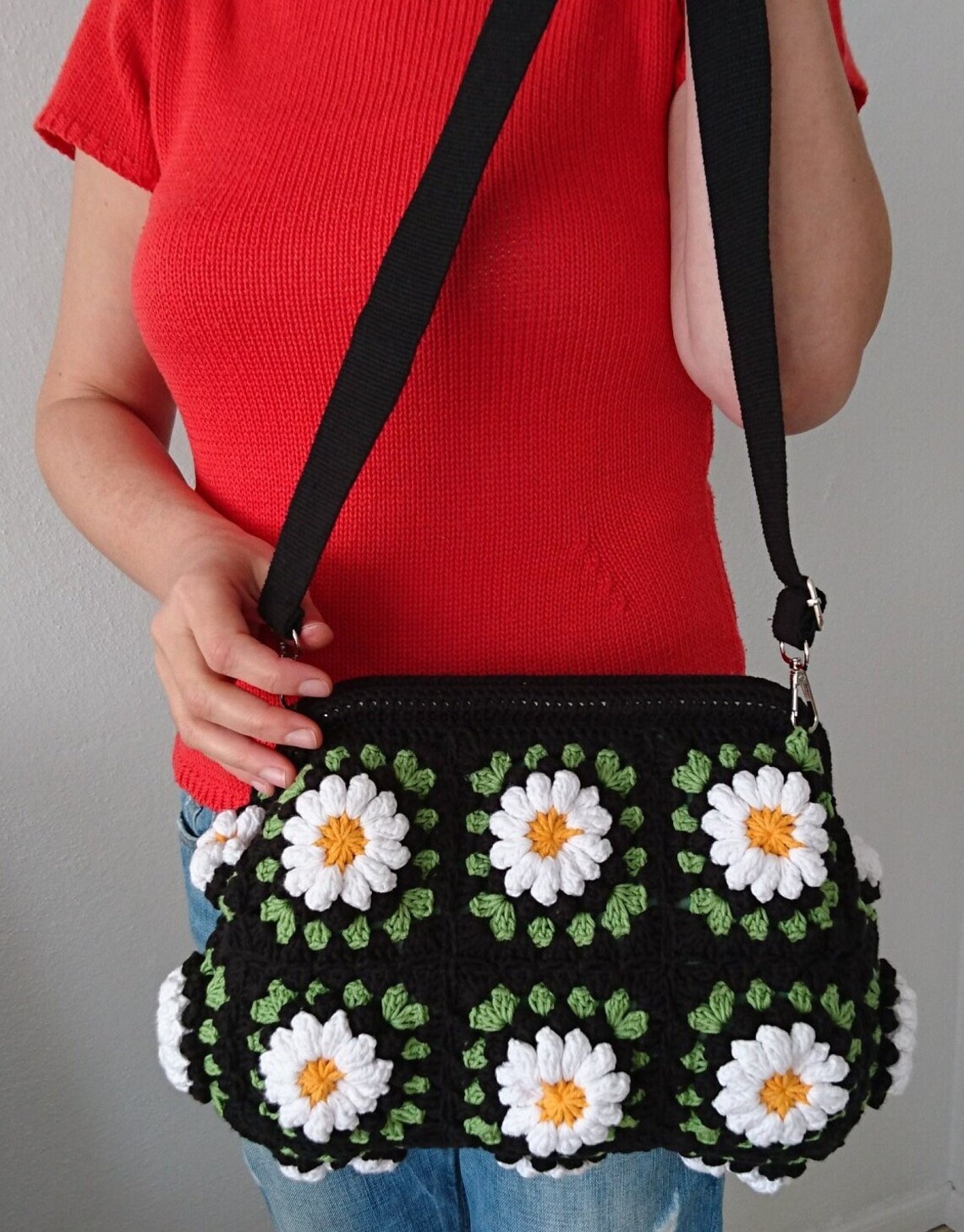 Colorful Granny Square Crochet Clasp Clutch and Crossbody Bag, 2 in 1 ...