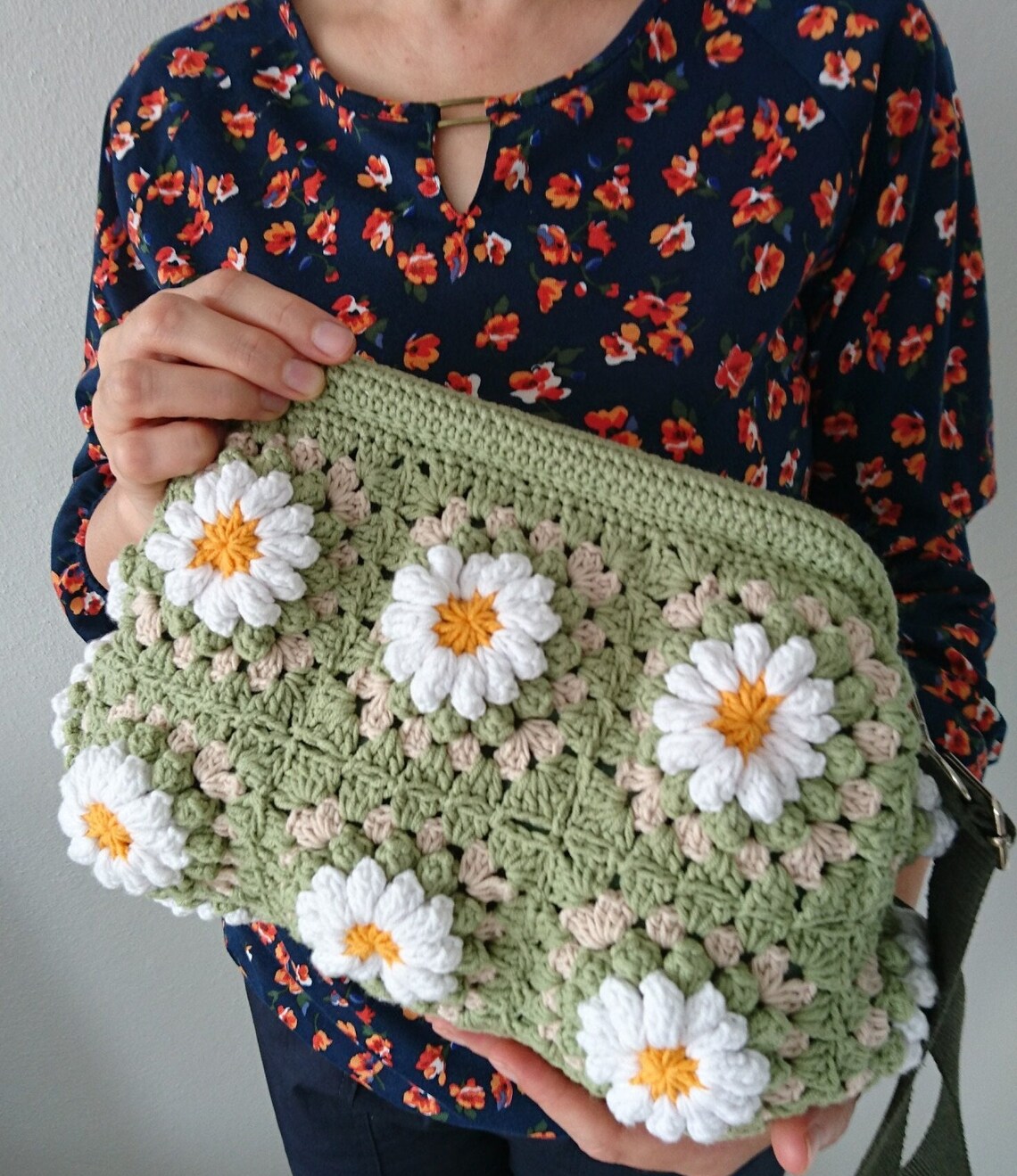Colorful Granny Square Crochet Clasp Clutch and Crossbody Bag, 2 in 1 ...