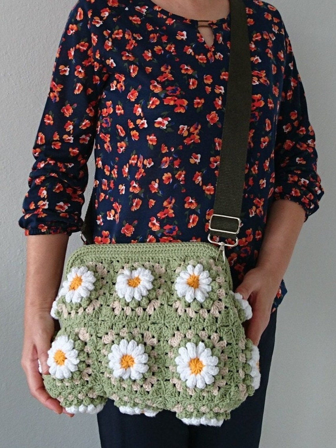 Colorful Granny Square Crochet Clasp Clutch and Crossbody Bag, 2 in 1 ...