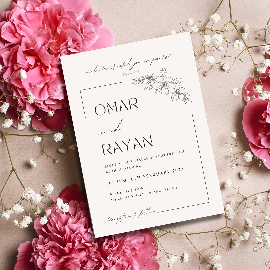 Editable Digital Muslim Wedding, Nikkah, Walimah Invitation Template ...
