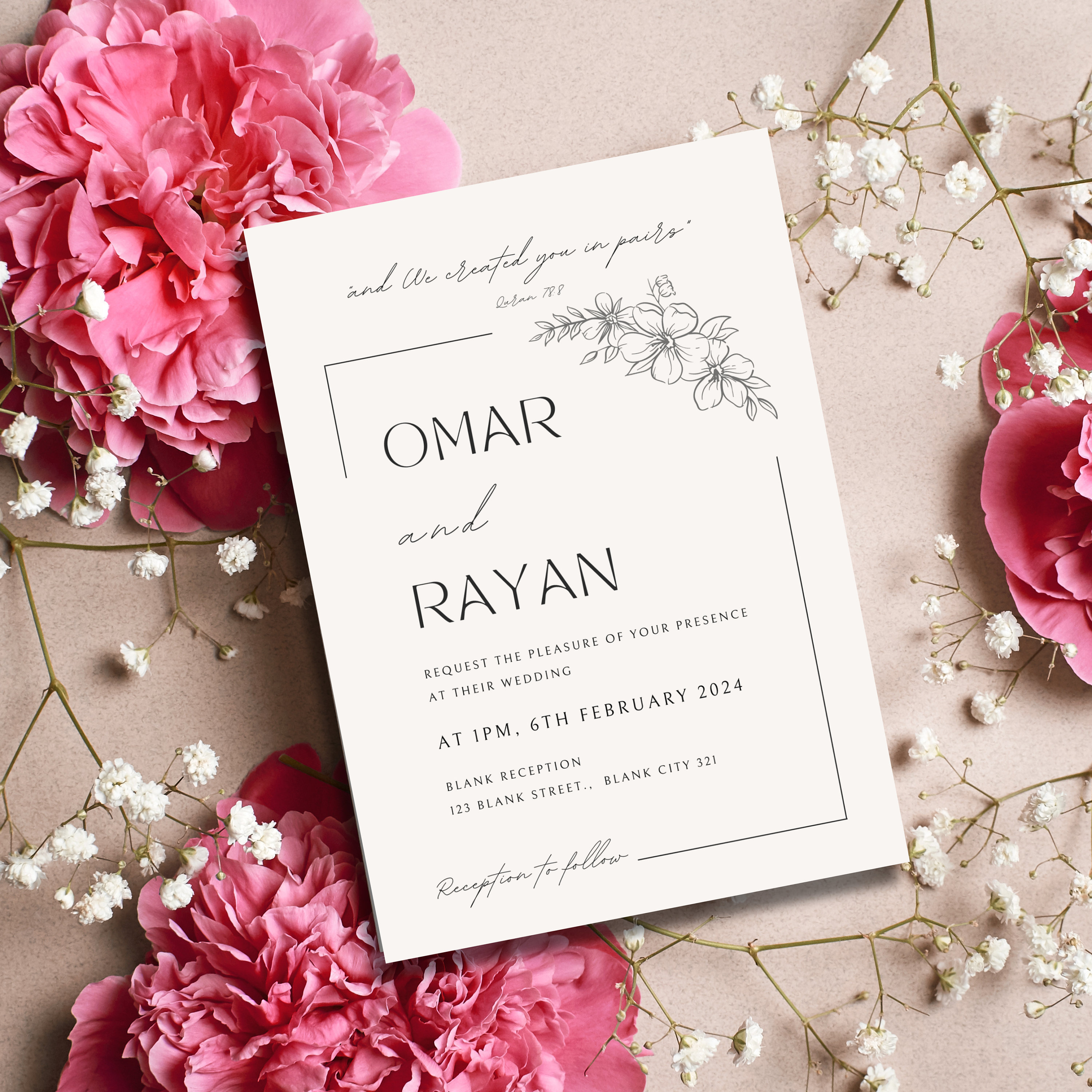 Editable Digital Muslim Wedding, Nikkah, Walimah Invitation Template ...