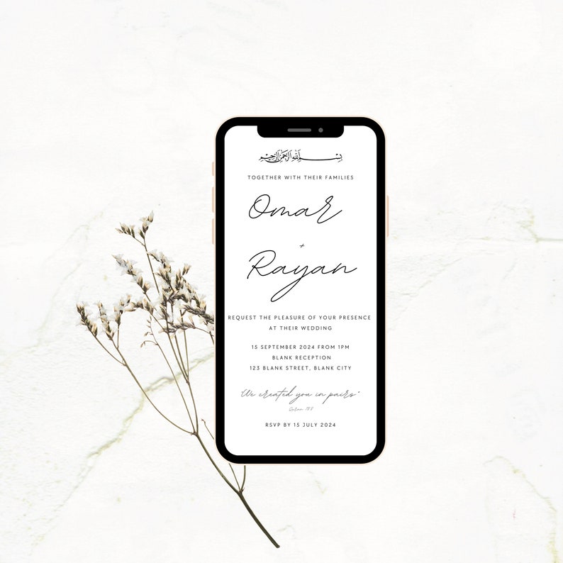 Editable Digital Muslim Wedding, Nikkah, Walimah Invitation Template ...