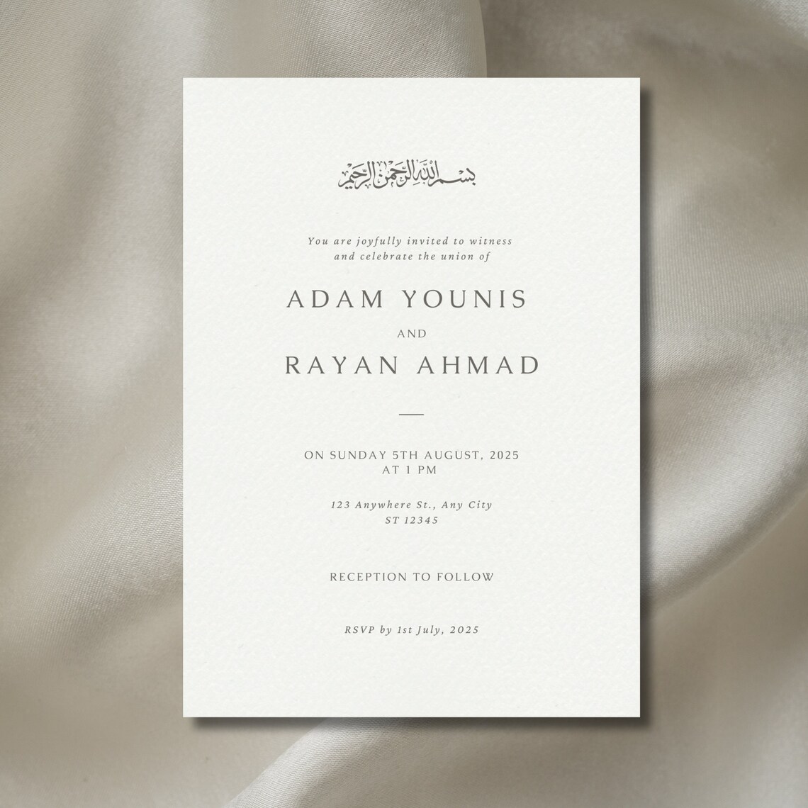 Vintage Editable Digital Muslim Wedding, Nikkah, Walimah Invitation ...