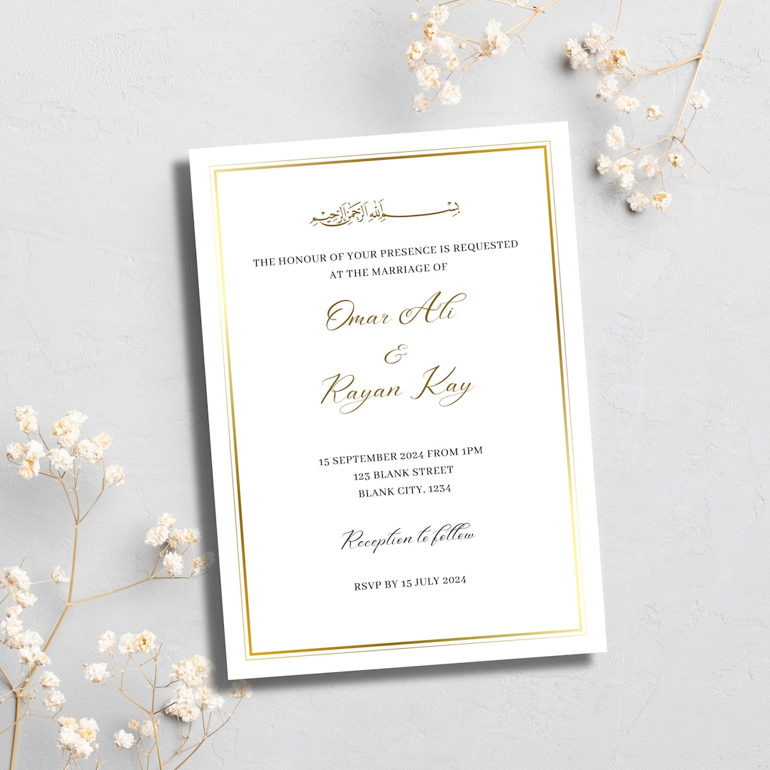 Editable Digital Muslim Wedding, Nikkah, Walimah Invitation Template ...