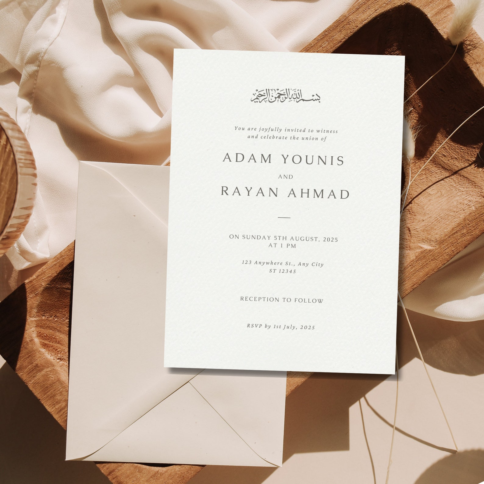 Vintage Editable Digital Muslim Wedding, Nikkah, Walimah Invitation ...