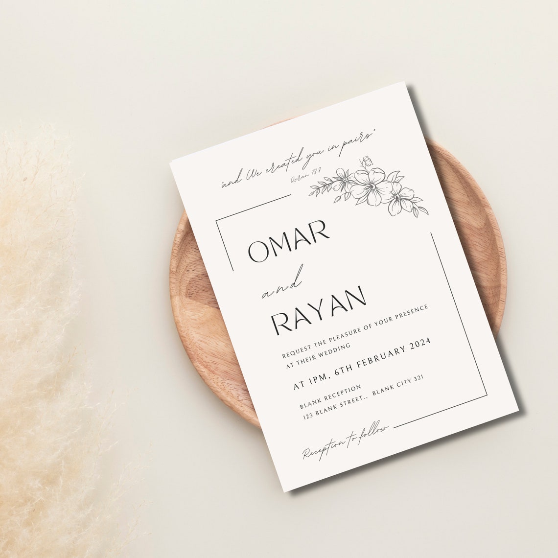 Editable Digital Muslim Wedding, Nikkah, Walimah Invitation Template ...