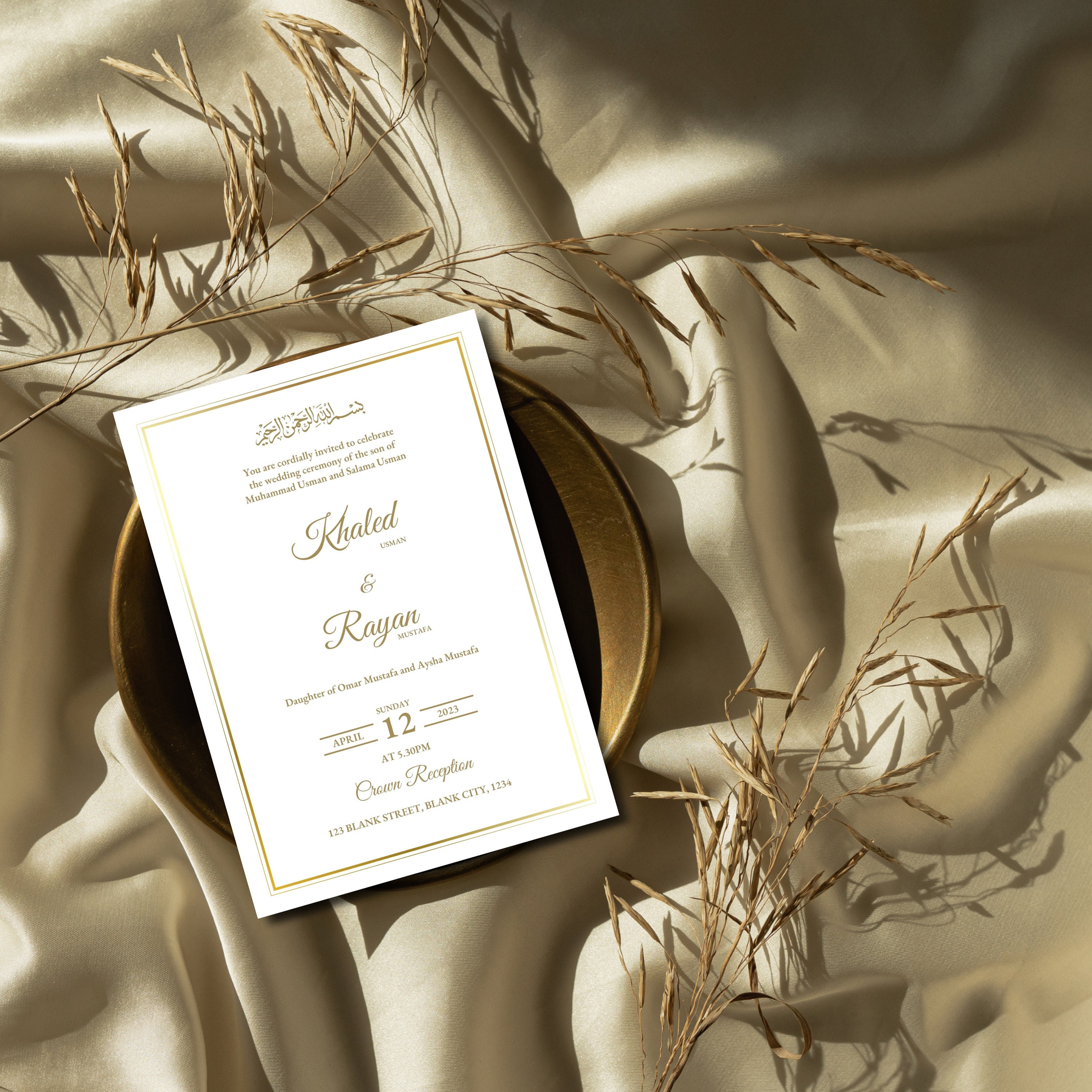 Editable Digital Muslim Wedding, Nikkah, Walimah Invitation Template ...