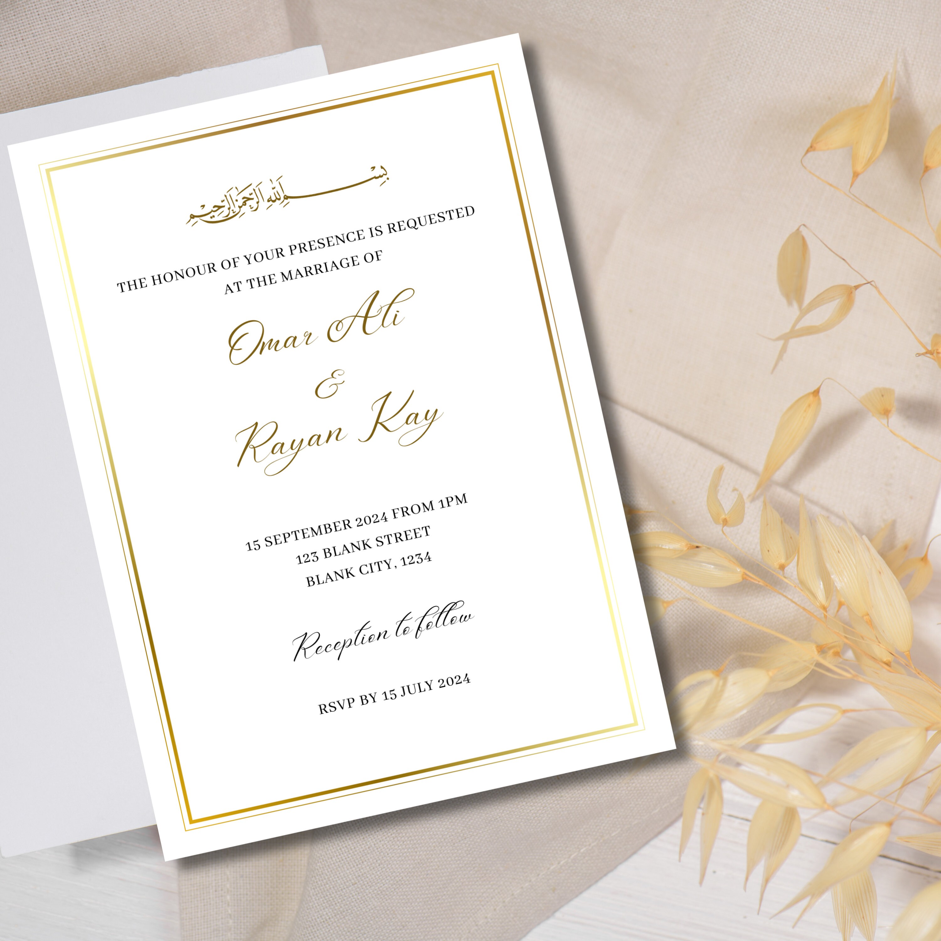 Editable Digital Muslim Wedding, Nikkah, Walimah Invitation Template ...