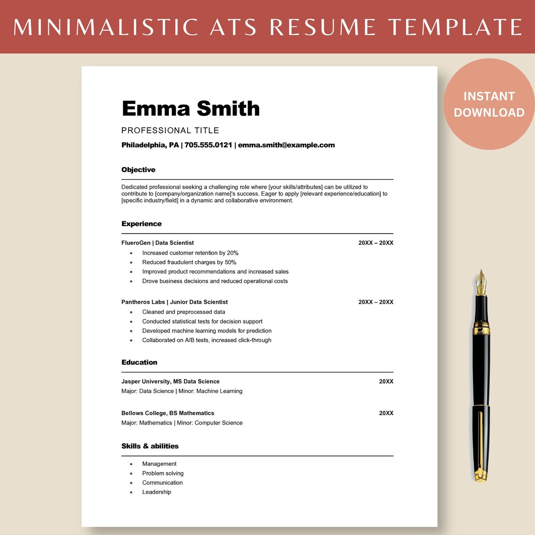 2024 Resume Template Word Google Docs Professional Minimalistic | Cover ...
