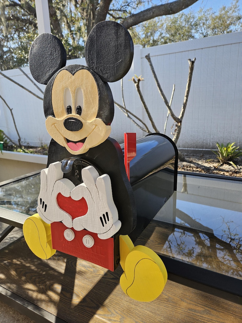Handmade Mickey Mouse Mailbox, Custom 3D Wood Design, Outdoor Decor ...