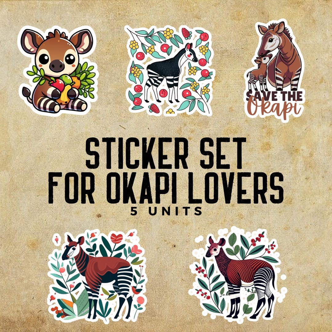 Sticker Pack for Okapi Lovers 5 Units | Okapi Sticker Pack | Okapi ...